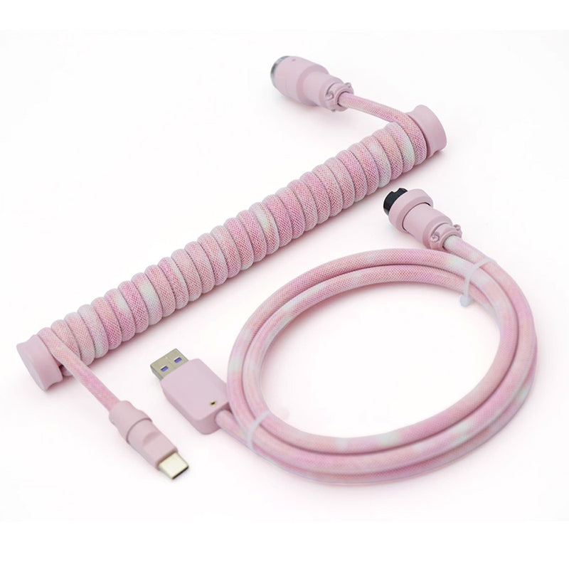 ACGAM Peach Pink Custom Coiled Aviator Cable USB-C- WhatGeek