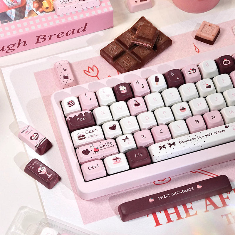 ACGAM Pink Chocolate Berry Keycap Set FOA Profile 145 Keys - WhatGeek
