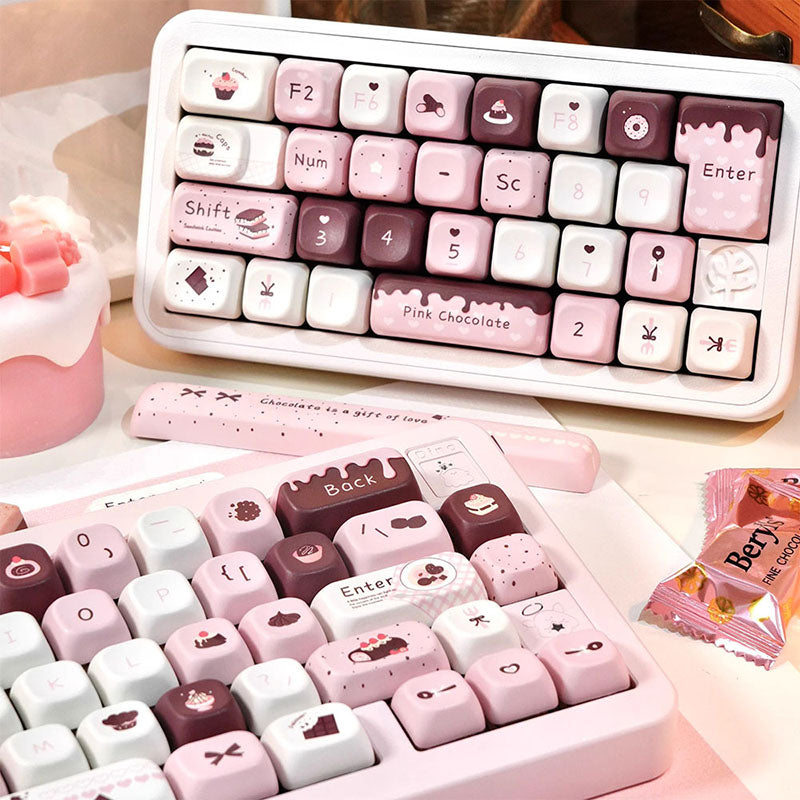 ACGAM Pink Chocolate Berry Keycap Set FOA Profile 145 Keys - WhatGeek