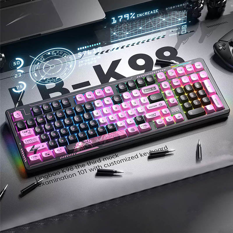 LINGBAO K98 Anime Wireless Mechanical Keyboard Ellinia & Lucynirel ...