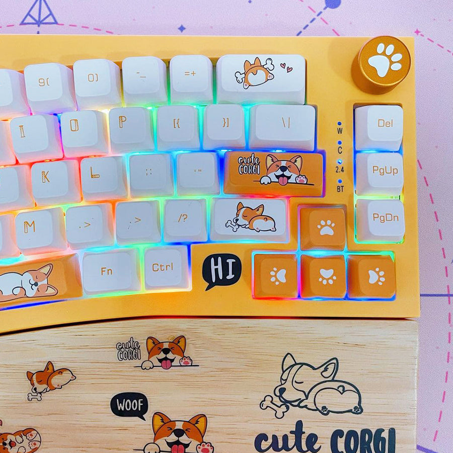 FEKER Alice80 Corgi Mechanical Keyboard with Wood Wrist Rest- WhatGeek