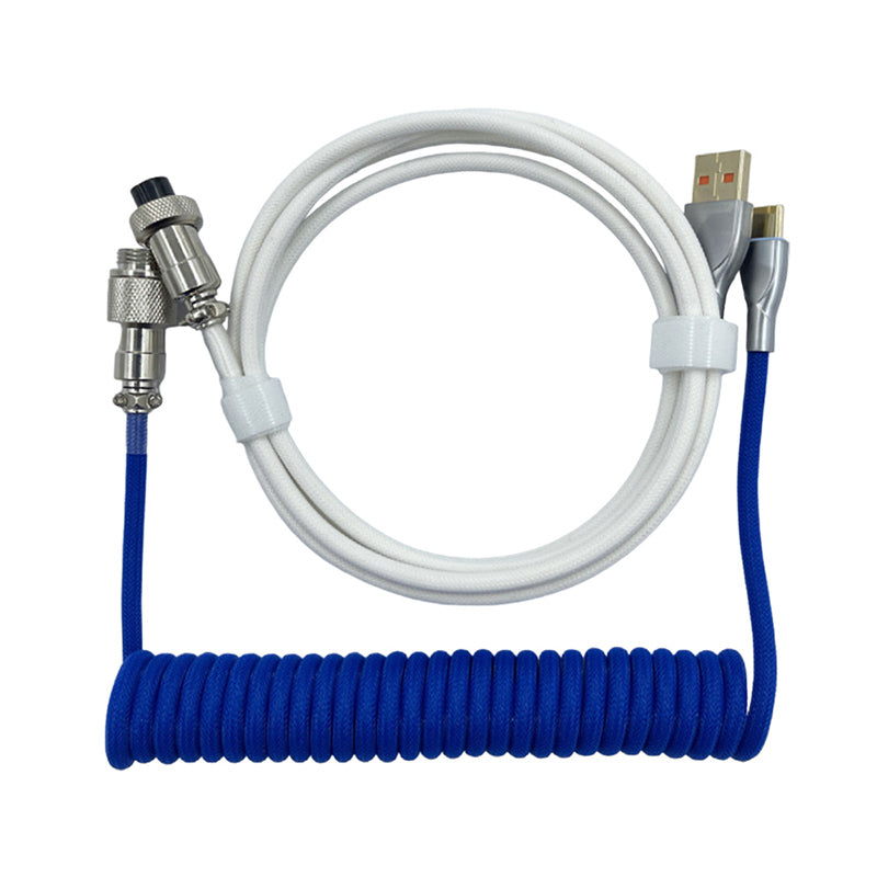 Color Matching Custom Coiled Aviator Cable USB-C Blue - WhatGeek