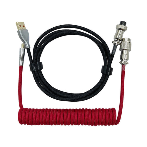 Color Matching Custom Coiled Aviator Cable USB-C Black & Red - WhatGeek
