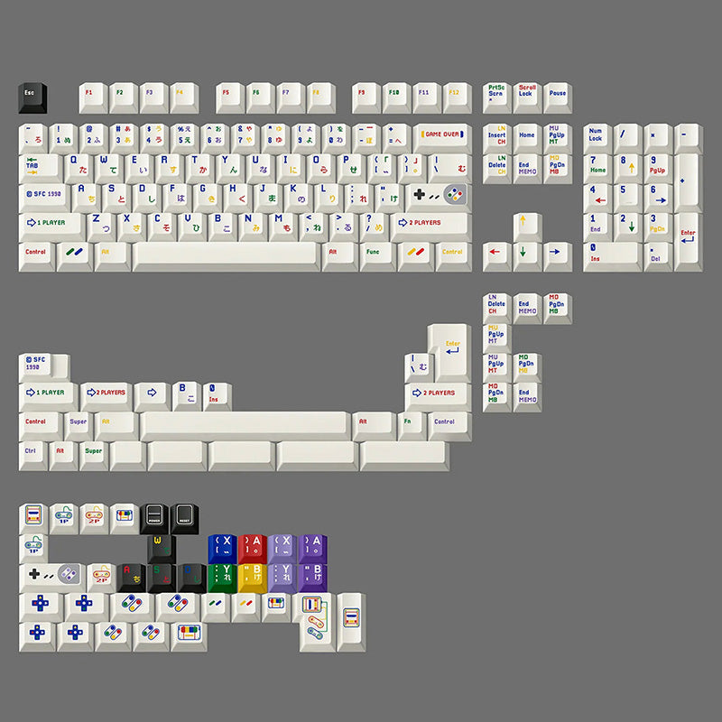 ACGAM FBB SFC 1990 Retro PBT Keycap Set Cherry Profile 171 Keys - WhatGeek