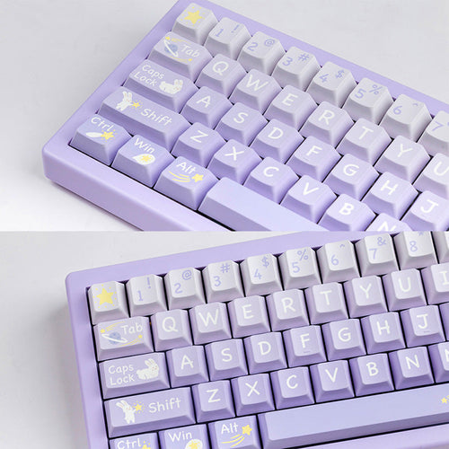 Rabbit Stars Purple Keycap Set Cherry Profile 138 Keys - WhatGeek