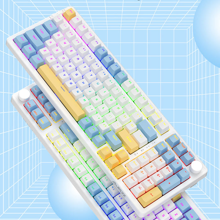 Ajazz AK992 Summer Blue Wireless Mechanical Keyboard - WhatGeek