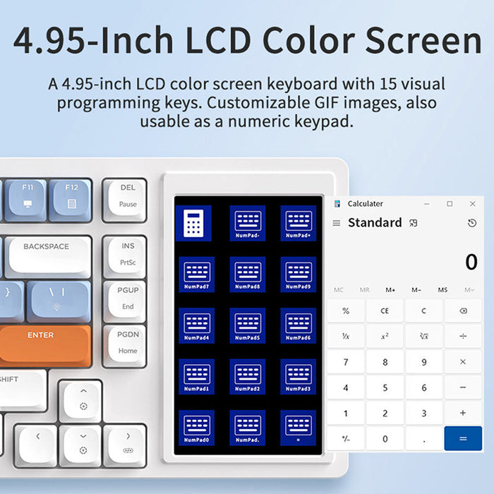 Ajazz AKP815 Function Screen Low Profile Wired Mechanical Keyboard ...