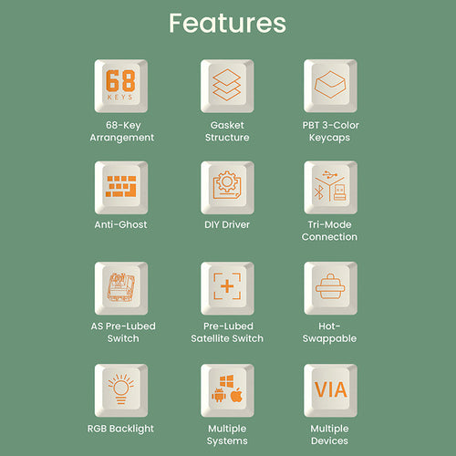 Ajazz AKS068 Pro Alice Wireless Mechanical Keyboard - WhatGeek