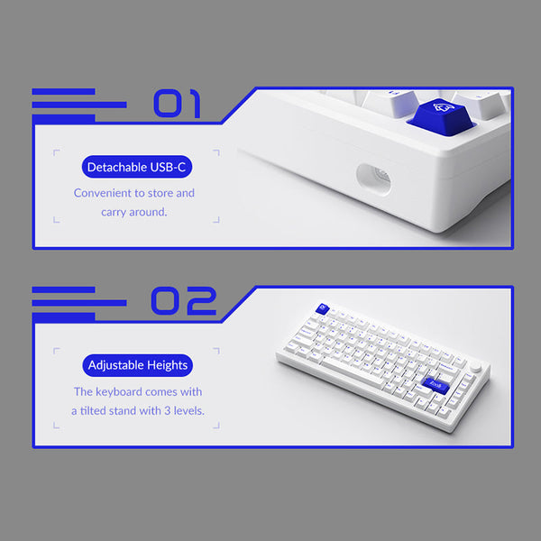 Akko MOD007 PC Blue on White Wired Mechanical Keyboard - WhatGeek
