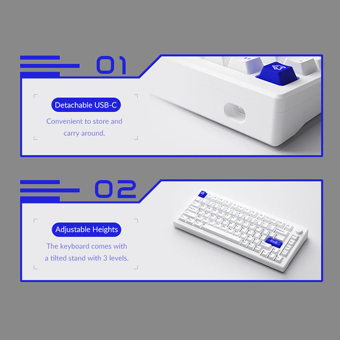Akko MOD007 PC Blue on White Wired Mechanical Keyboard - WhatGeek