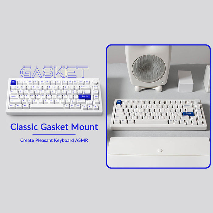 Akko MOD007 PC Blue on White Wired Mechanical Keyboard - WhatGeek