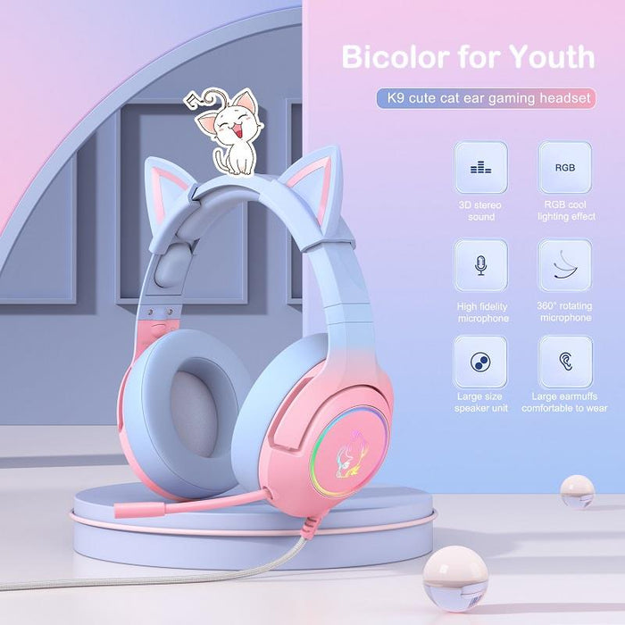 ONIKUMA K9 Gradient Cat Ear Gaming Headset - WhatGeek