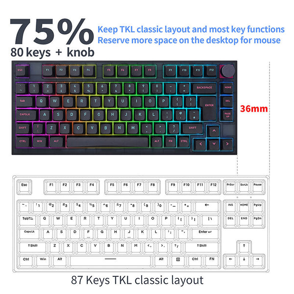 SKYLOONG GK75 ISO Layout Wired Mechanical Keyboard - WhatGeek