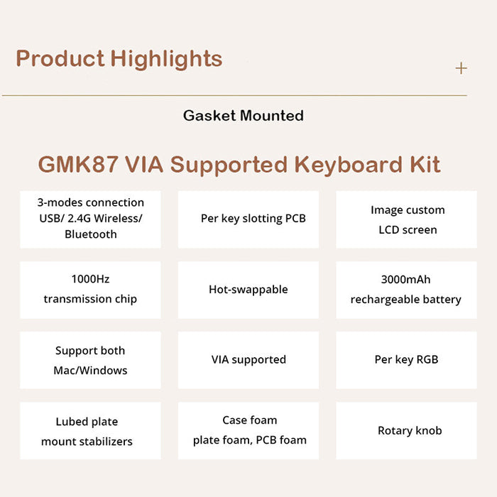 ZUOYA GMK87 VIA Supported Gasket Wireless DIY Kit - WhatGeek